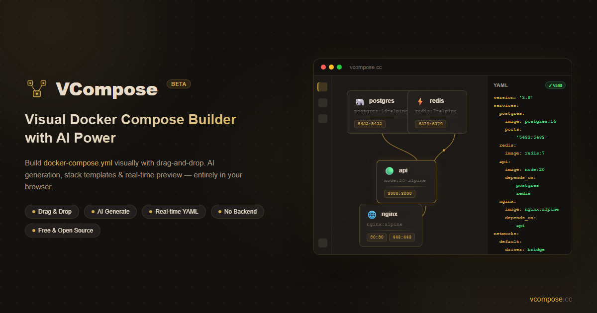 VCompose — Visual Docker Compose Builder